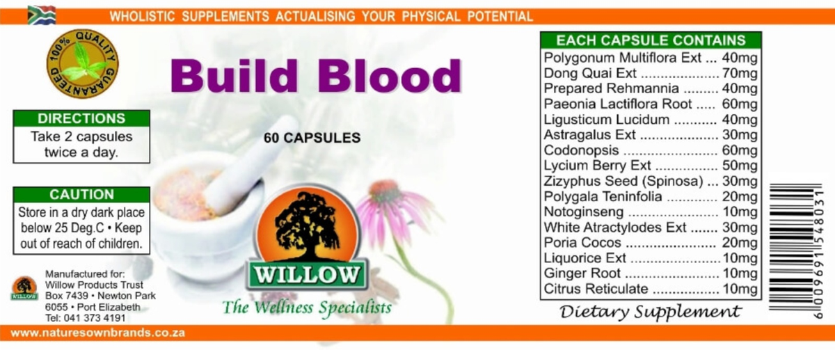 Willow Build Blood 60 Capsules – CBD Care Shop